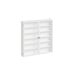 sobuy Wandschrank, Vitrinenschrank, Displayregal mit 2 T&uuml;ren Wei&szlig; 80x12x80cm Modern