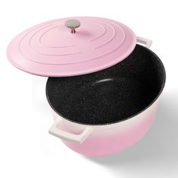 Stoneline Rosa Gourmet Br&auml;ter 32x25 cm mit Deckel, Backofen und Induktion geeignet, Antihaft