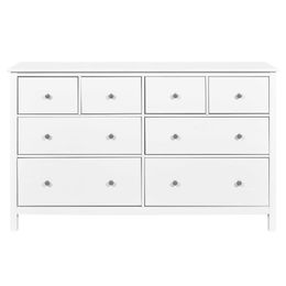 Inter Link Sideboard Enoli 160 cm aus Kiefer-Massivholz, wei&szlig; lackiert, 8 Schubladen, Metallgriffe