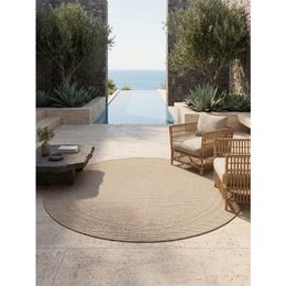 KADIMA DESIGN Outdoor-Teppich Bord&uuml;re Natur Beige 120x120 cm Wetterfest