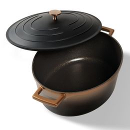 Stoneline ROSE GOLD 32x25cm Alu Guss Gourmet Br&auml;ter, H 12 cm, mit drip - down - Deckel