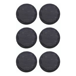 6x Schieferplatten I rund I 33x0,5 cm I Sushi Servierplatten Untersetzer K&auml;seplatte Tischplatz Schiefer Geschirr Platte schwarz