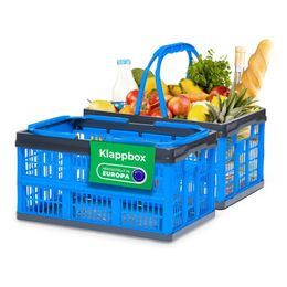 Novaliv Klappbox Blau 2er Set - 16L Faltkorb mit Henkeln - Vielseitiger Einkaufskorb - Praktische Aufbewahrungsbox