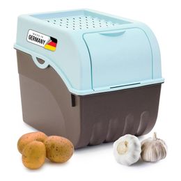 Kartoffel Aufbewahrungsbox gro&szlig; 9L T&Uuml;RKIS Kartoffelbox Gem&uuml;sebox stapelbar Zwiebelbox Kartoffelkorb Obstbeh&auml;lter Kartoffelkiste Zwiebel Aufbewahrung Frischhaltedose M&ouml;hren&hellip;