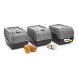 Kartoffel Aufbewahrungsbox 3X mittel 5L GRAU Zwiebelbox Gem&uuml;sebox stapelbar Kartoffelbox Zwiebel Aufbewahrung Kartoffelkorb Obstbeh&auml;lter Kartoffelkiste Frischhaltedose&hellip;