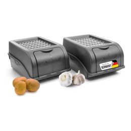 Kartoffel Aufbewahrungsbox 2x klein 3,5L ANTHRAZIT GRAU Zwiebelbox Gem&uuml;sebox stapelbar Kartoffelbox Zwiebel Aufbewahrung Kartoffelkorb Obstbeh&auml;lter Kartoffelkiste Frischhaltedose