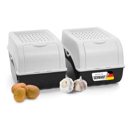 Kartoffel Aufbewahrungsbox 2x mitel 5L Weiss Kartoffelbox Gem&uuml;sebox stapelbar Zwiebelbox Kartoffelkorb Obstbeh&auml;lter Kartoffelkiste Zwiebel Aufbewahrung Frischhaltedose M&ouml;hren