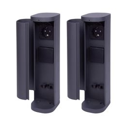 2x Steckdosenturm 2-fach au&szlig;en Anthrazit rund mit Blende IP44 Steckdose Aussen Gartensteckdose Outdoor Steckdoses&auml;ule Garten Steckdosenturm
