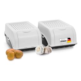 Kartoffel Aufbewahrungsbox 2x klein 3,5L Weiss Zwiebelbox Gem&uuml;sebox stapelbar Kartoffelbox Zwiebel Aufbewahrung Kartoffelkorb Obstbeh&auml;lter Kartoffelkiste Frischhaltedose M&ouml;hren