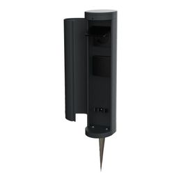Novatool 1x Steckdosenturm 2-fach au&szlig;en Anthrazit rund mit Blende IP44 mit Erdspie&szlig; Steckdose Aussen Gartensteckdose Outdoor Steckdoses&auml;ule Garten Steckdosenturm