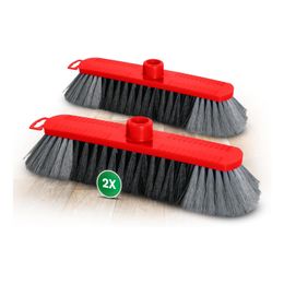 Novaliv 2er Set Zimmerbesen 30 cm FEINE KUNSTBORSTEN Kehrbesen Rot Saalbesen - OHNE Stiel NUR Besenkopf - Saalbesen mit Gewinde f&uuml;r 22mm Besenstiele geeignet - Spinnwebenbesen Zimmerbesen Magic Broom