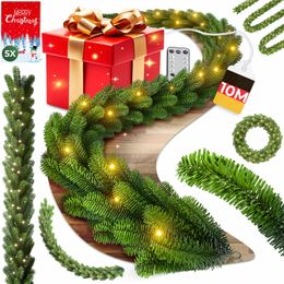 Kesser&reg; Weihnachtsgirlande mit LED &ndash; 5 m oder 10 m, 100&ndash;200 LEDs, IP44, naturgr&uuml;n, mit Schnee-Effekt je nach Modell, f&uuml;r Outdoor & Indoor, mit Fernbedienung & Weihnachtsdeko je nach Variante