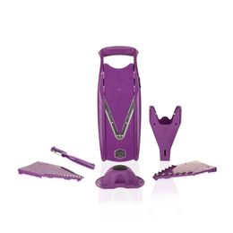 B&ouml;rner B&ouml;rner V5 PowerLine Plus Set Gem&uuml;sehobel , Obst- & Gem&uuml;seschneider mit Fruchthalter , Scheibeneinschub , Sparsch&auml;ler , 10 Schnittarten , 6 tlg. Set , Violett