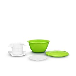 B&ouml;rner Borner Cheesemaker & Multimaker with keep-fresh lid, sieve salat bowl serving bowl, make your own cream cheese at home green