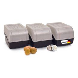 Kartoffel Aufbewahrungsbox 3x mittel 5L PERLMUT Weiss Kartoffelbox Gem&uuml;sebox stapelbar Zwiebelbox Kartoffelkorb Obstbeh&auml;lter Kartoffelkiste Zwiebel Aufbewahrung Frischhaltedose M&ouml;hren