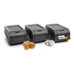 Kartoffel Aufbewahrungsbox 3x klein 3,5L ANTHRAZIT GRAU Zwiebelbox Gem&uuml;sebox stapelbar Kartoffelbox Zwiebel Aufbewahrung Kartoffelkorb Obstbeh&auml;lter Kartoffelkiste Frischhaltedose