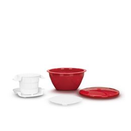 B&ouml;rner Borner Cheesemaker & Multimaker with keep-fresh lid, sieve salat bowl serving bowl, make your own cream cheese at home red