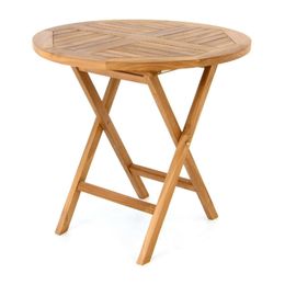 Vcm Klapptisch Balkontisch Gartentisch klappbar hochwertig Teak Holz &Oslash; 80cm