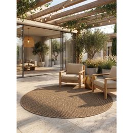 KADIMA DESIGN Teppich Outdoor ARLBERG in Beige, in Jute-Optik, aus Polypropylen, &Oslash; 120 cm