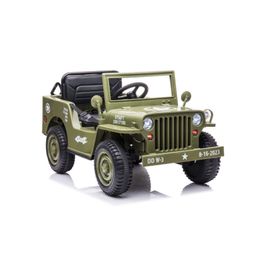ES-Toys Kinder Elektrofahrzeug Offroad Milit&auml;r, Allradantrieb, EVA-Reifen, MP3 gr&uuml;n