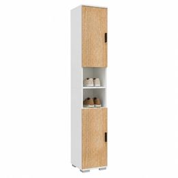 Vcm Schuhschrank schmaler Holz Hochschrank mit 2 T&uuml;ren & 8 F&auml;chern, platzsparender Flurschrank, 178 x 30 x 33 cm, Gados M
