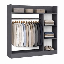 Vcm Vcm Palosa Kleiderschrank H. 120 x B. 124 x T. 35 cm mit Kleiderstange & Regalf&auml;chern Offene Garderobe - Palosa L