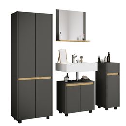 Vcm 4-tlg. Badm&ouml;bel Set mit Waschbeckenunterschrank, breiter Hochschrank, Midischrank & Spiegel - Cosila L