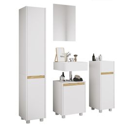 Vcm 4-tlg. Badm&ouml;bel Set mit Waschbeckenunterschrank, Hochschrank, Midischrank & Spiegel - Cosila M
