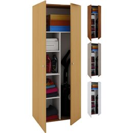 Vcm Holz-Besenschrank 6 F&auml;cher Ma&szlig;e ca. B. 70 x H. 178 x T. 40 cm Haushaltsschrank Mehrzweckschrank - Vandol