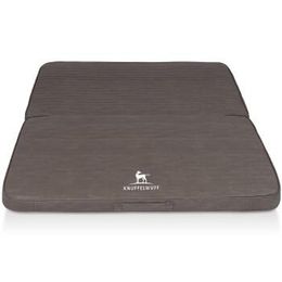 Knuffelwuff Faltbare Reisematte Orthop&auml;disch Roanoke aus Laser gestepptem Kunstleder braun/ grau XL