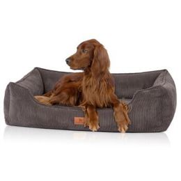 Knuffelwuff orthop&auml;disches Hundebett aus Cord mit Handwebcharakter Nunavut braun/ grau S