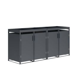 DEGAMO M&uuml;lltonnenbox ULM 264x80x124cm mit Pfanzkasten, f&uuml;r 4x Tonnen 120 und 240 Liter, Stahl anthrazit