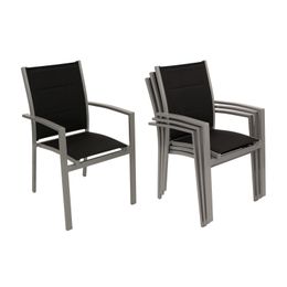 DEGAMO Stapelsessel RIVERA, Aluminium + Kunstgewebe gespoltert schwarz, 4 St&uuml;ck
