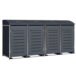 DEGAMO M&uuml;lltonnenbox KIEL 278x83x136cm f&uuml;r 4x Tonne 120 und 240 Liter, Stahl anthrazit + Edelstahl