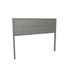 HUBER 11er freistehende Briefkastenanlage in RAL 9007 mit Soft...