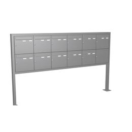 HUBER 11er freistehende Briefkastenanlage in RAL 9007 mit Soft...