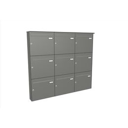 HUBER Aufputzbriefkastenanlage in RAL 7016 9-fach mit Soft Close