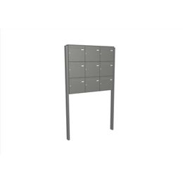 HUBER 9er freistehende Briefkastenanlage in RAL 9007 mit Soft Close...
