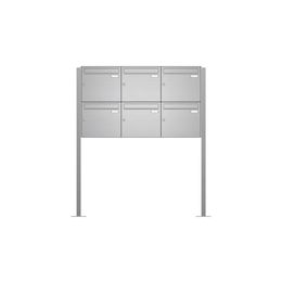 HUBER 6er freistehende Briefkastenanlage in RAL 9007 mit Soft Close...