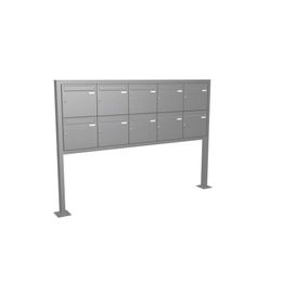 HUBER 10er freistehende Briefkastenanlage in RAL 9007 mit Soft...