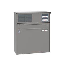 Renz Basic B Briefkastenanlage Aufputz mit Sprechfeld in RAL 9007