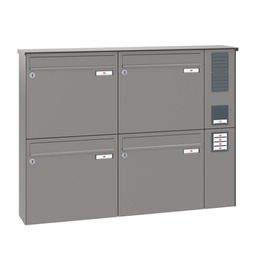 Renz Basic B Briefkastenanlage Aufputz 4-fach mit Sprechfeld in RAL...