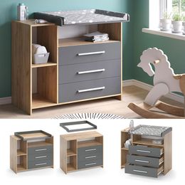 VICCO Wickelkommode, Anthrazit, Sonoma Eiche, Holzwerkstoff, 7 F&auml;cher, 3 Schubladen, Rechteckig, 113x100x53 cm, Babym&ouml;bel, Wickelkommoden & Zubeh&ouml;r, Wickelkommoden