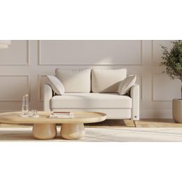 BRUNO Schlafsofa 120cm in Creme Ecru | Flow | stabiles Massivholz & Boxspringkomfort