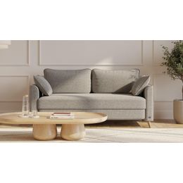 BRUNO Schlafsofa 160cm in Taupe Grau-Braun | Flow | stabiles Massivholz & Boxspringkomfort