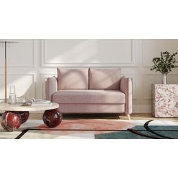 BRUNO Schlafsofa 120cm in Pink Blush Rosa | Pillow | stabiles Massivholz & Boxspringkomfort
