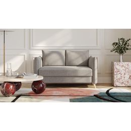 BRUNO Schlafsofa 120cm in Taupe Grau-Braun | Pillow | stabiles Massivholz & Boxspringkomfort