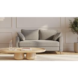 BRUNO Schlafsofa 140cm in Taupe Grau-Braun | Flow | stabiles Massivholz & Boxspringkomfort