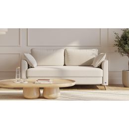 BRUNO Schlafsofa 160cm in Creme Ecru | Flow | stabiles Massivholz & Boxspringkomfort