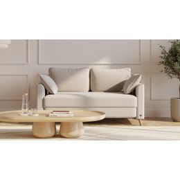 BRUNO Schlafsofa 140cm in Beige | Flow | stabiles Massivholz & Boxspringkomfort